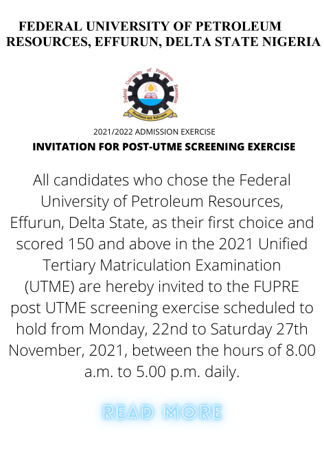 FUPRE Post UTME Screening Form, Date & Requirements 2023
